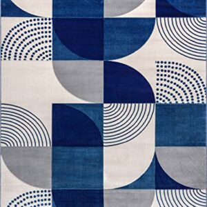 Well Woven Good Vibes Margot Blue Modern Geometric Chevron 5'3" X 7'3" 3D Texture Area Rug