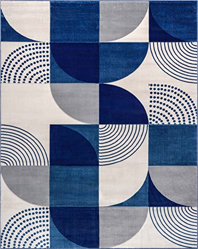 Well Woven Good Vibes Margot Blue Modern Geometric Chevron 5'3" X 7'3" 3D Texture Area Rug