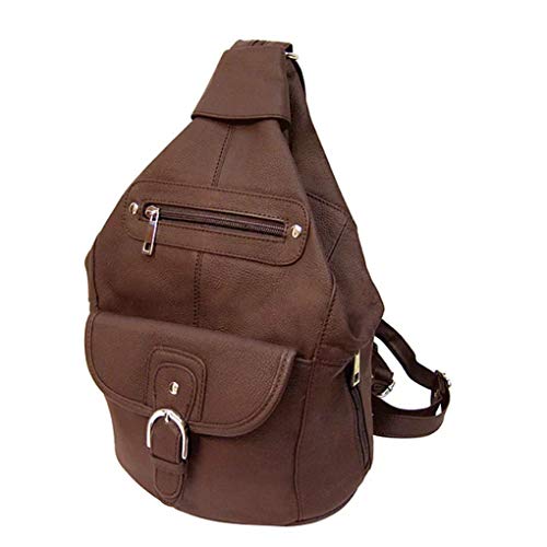 SILVERFEVER Silver Fever® Genuine Leather Backpack Purse Sling Organizer (Brown)