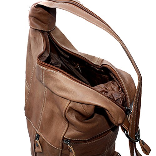 SILVERFEVER Silver Fever® Genuine Leather Backpack Purse Sling Organizer (Brown)