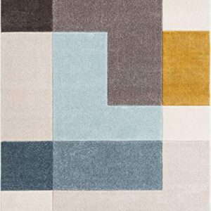 Well Woven Ruby Constance Multi Mid-Century Modern Geometric Boxes 5'3" x 7'3" Area Rug, 5 ft 3 in x 7 ft 3