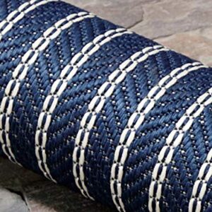 HOMEGNOME Indoor Outdoor Striped Rug 8'x10' Navy Blue