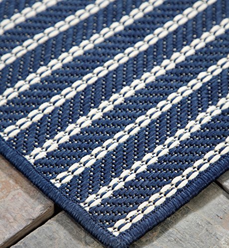 HOMEGNOME Indoor Outdoor Striped Rug 8'x10' Navy Blue