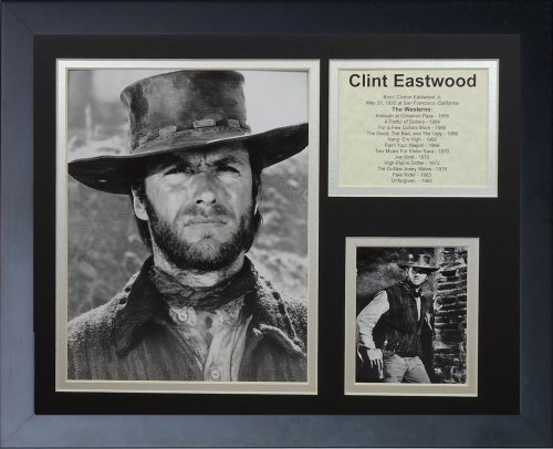 Clint Eastwood- Western Television and Acting Icon Collectible | Framed Photo Collage Wall Art Decor - 12"x15" | Legends Never Die