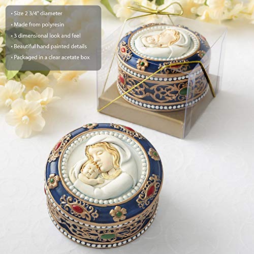 Fashion Craft Madonna and Child Rosary Trinket Box, 2 3/4", Multicolor