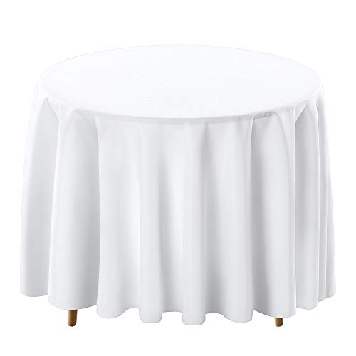 Surmente Tablecloth 120 Inch Round Polyester Table Cloth for Weddings, Banquets, or Restaurants (White) …