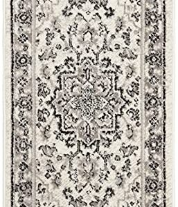 SAFAVIEH Skyler Collection 2' x 4' Grey/Ivory SKY126K Boho Chic Distressed Medallion Non-Shedding Living Room Bedroom Accent Rug