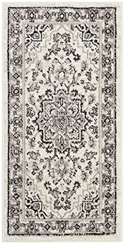 SAFAVIEH Skyler Collection 2' x 4' Grey/Ivory SKY126K Boho Chic Distressed Medallion Non-Shedding Living Room Bedroom Accent Rug