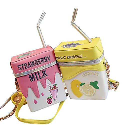 LUI SUI Cute Strawberry Milk Box Cross Body Purse Bag Cellphone Shoulder Bags Card Holder Wallet Purse