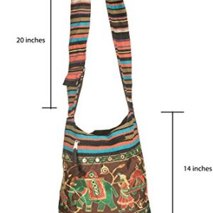 Patchwork Brown Cotton Hobo Crossbody Shoulder Bag Hipster Boho Sling Messenger School Casual