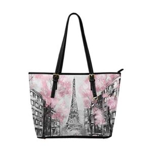 InterestPrint Women Totes Top Handle HandBags PU Leather Purse Uropean City Landscape France Paris Eiffel Tower