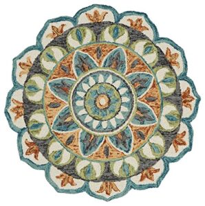 lr home dazzle area rug, 6′ round, teal/green