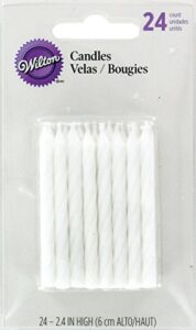 wilton birthday candles 2.5″, white striped spirals, 24/pkg