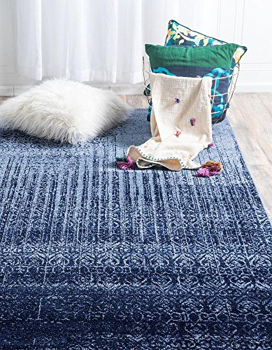 Unique Loom Del Mar Collection Area Rug-Transitional Inspired with Modern Contemporary Design, Rectangular 5' 1" x 8' 0", Blue/Navy Blue