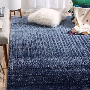 Unique Loom Del Mar Collection Area Rug-Transitional Inspired with Modern Contemporary Design, Rectangular 5' 1" x 8' 0", Blue/Navy Blue