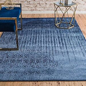 Unique Loom Del Mar Collection Area Rug-Transitional Inspired with Modern Contemporary Design, Rectangular 5' 1" x 8' 0", Blue/Navy Blue