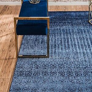 Unique Loom Del Mar Collection Area Rug-Transitional Inspired with Modern Contemporary Design, Rectangular 5' 1" x 8' 0", Blue/Navy Blue