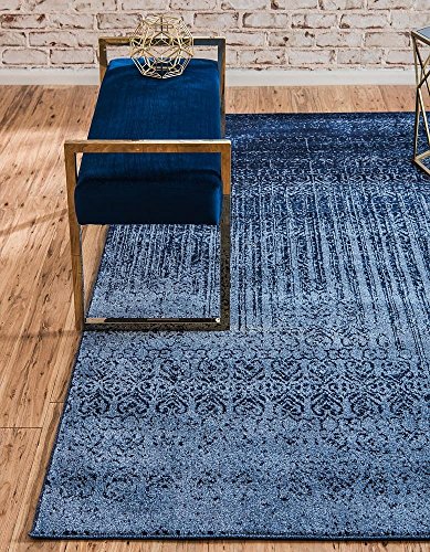 Unique Loom Del Mar Collection Area Rug-Transitional Inspired with Modern Contemporary Design, Rectangular 5' 1" x 8' 0", Blue/Navy Blue