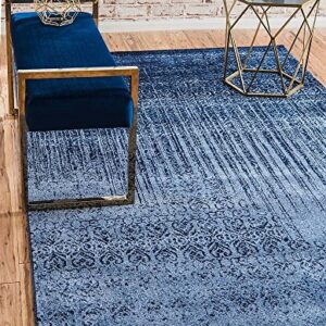 Unique Loom Del Mar Collection Area Rug-Transitional Inspired with Modern Contemporary Design, Rectangular 5' 1" x 8' 0", Blue/Navy Blue