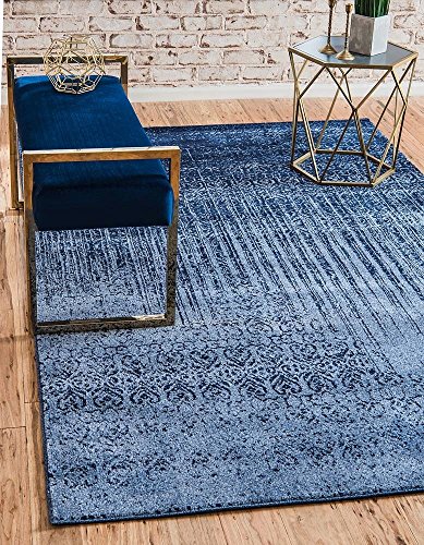 Unique Loom Del Mar Collection Area Rug-Transitional Inspired with Modern Contemporary Design, Rectangular 5' 1" x 8' 0", Blue/Navy Blue