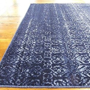 Unique Loom Del Mar Collection Area Rug-Transitional Inspired with Modern Contemporary Design, Rectangular 5' 1" x 8' 0", Blue/Navy Blue