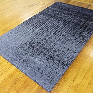 Unique Loom Del Mar Collection Area Rug-Transitional Inspired with Modern Contemporary Design, Rectangular 5' 1" x 8' 0", Blue/Navy Blue