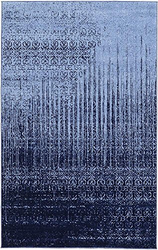 Unique Loom Del Mar Collection Area Rug-Transitional Inspired with Modern Contemporary Design, Rectangular 5' 1" x 8' 0", Blue/Navy Blue