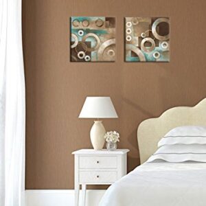 Decor Well Modern Abstract Teal and Brown Canvas Art Modern Prints Stretched for Home Decor