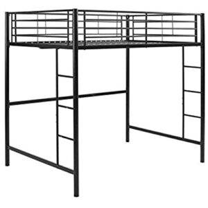 walker edison timothee urban industrial metal double over loft bunk bed, full loft, black