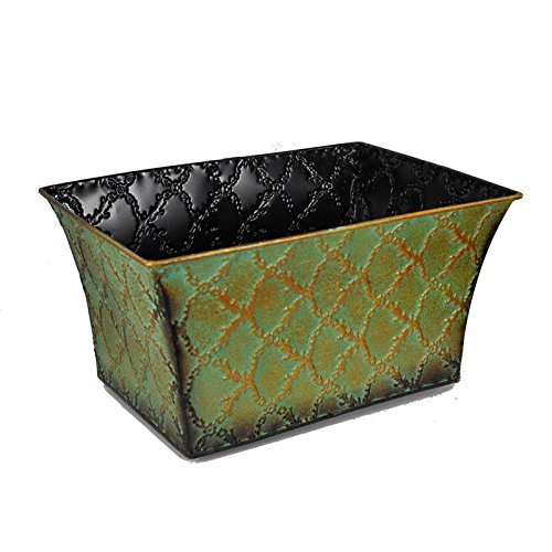 The Lucky Clover Trading 7514 Rectangular Emerald Home Decor Metal Basket, Green