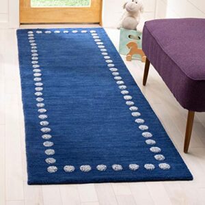 SAFAVIEH Kids Collection 5' x 8' Pink SFK802U Handmade Polka Dot Border Wool Area Rug