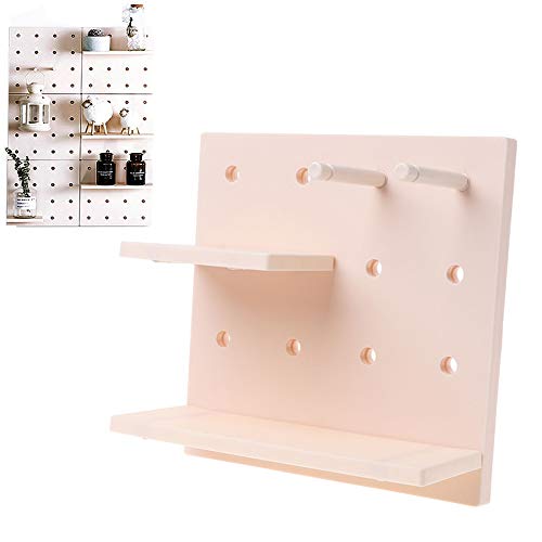 LITOON Floating Wall Mounted Shelves Wall Hanging Racks Peg Board Plastic Wall Storage Shelves for Bedroom, Bathroom, Kitchen (Beige)