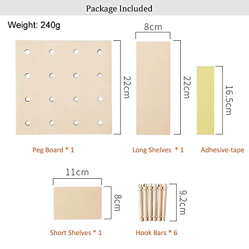 LITOON Floating Wall Mounted Shelves Wall Hanging Racks Peg Board Plastic Wall Storage Shelves for Bedroom, Bathroom, Kitchen (Beige)