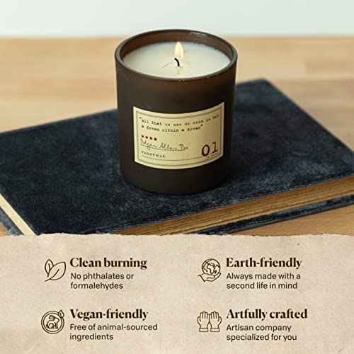 Paddywax Candles Library Collection Edgar Allan Poe Soy Wax Candle, 6.5-Ounce (Cardamom, Absinthe, Sandalwood)