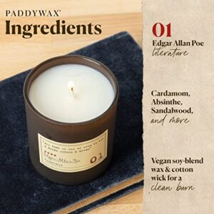 Paddywax Candles Library Collection Edgar Allan Poe Soy Wax Candle, 6.5-Ounce (Cardamom, Absinthe, Sandalwood)