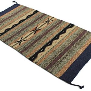 Onyx Arrow Southwest Décor Area Rug, 20 x 40 Inches, Pueblo Pattern Tan/Multi Stripes