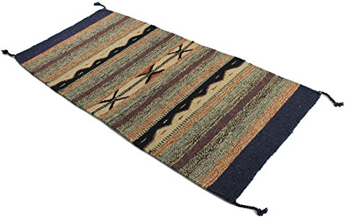 Onyx Arrow Southwest Décor Area Rug, 20 x 40 Inches, Pueblo Pattern Tan/Multi Stripes