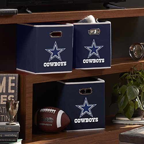 Franklin Sports NFL Dallas Cowboys Collapsible Storage Bin NFL Folding Cube Storage Container Fits Bin Organizers Fabric NFL Team Storage Cubes One Size