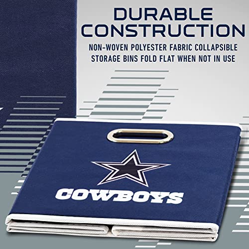 Franklin Sports NFL Dallas Cowboys Collapsible Storage Bin NFL Folding Cube Storage Container Fits Bin Organizers Fabric NFL Team Storage Cubes One Size