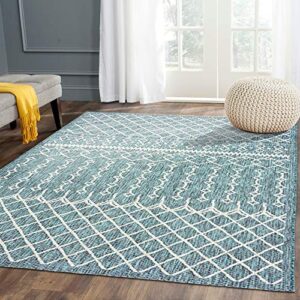 LR Home Sun Shower Indoor/Outdoor Area Rug, 8' x 10', Blue/Gray