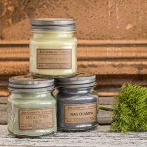 Eco Candle Co. Mason Jar Candle, Naked, 8 oz. - Unscented - 100% Soy Wax, No Lead, Kraft Label & Antiqued Pewter Lid, Hand Poured, Phthalate Free, Made from Midwest Grown Soybeans, All Natural Wicks