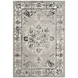 safavieh skyler collection 3′ x 5′ grey/ivory sky169k distressed medallion non-shedding living room bedroom accent rug