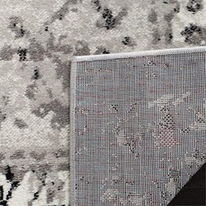 SAFAVIEH Skyler Collection 3' x 5' Grey/Ivory SKY169K Distressed Medallion Non-Shedding Living Room Bedroom Accent Rug