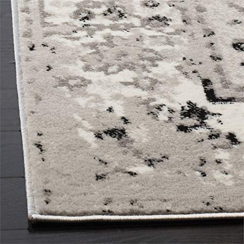 SAFAVIEH Skyler Collection 3' x 5' Grey/Ivory SKY169K Distressed Medallion Non-Shedding Living Room Bedroom Accent Rug