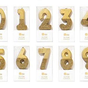 Gold Glitter Number 1 Birthday Candle| Premium Quality Cake Topper Decoration | Pretty, Sparkly For Kids, Adults, Teenagers, 1st Birthday Party, 18th, 21st, Anniversary, Milestone Age