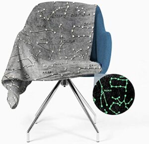 constellation blanket glow in the dark | multiple sizes | all zodiac horoscope signs | gift for solar, star, astronomy, astrology & astronaut lovers | men, women, teen, boys & girls (60x50in)