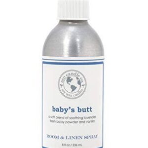 Eco Candle Co. Room & Linen Spray, Baby's Butt, 8 oz. - Scents of Lavender, Baby Powder, & Vanilla - Recycled Aluminum Bottle, No Propellents, Pump Top, All Natural Ingredients