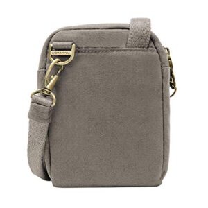 Travelon Anti-Theft Courier Mini Crossbody, Stone Gray, One Size