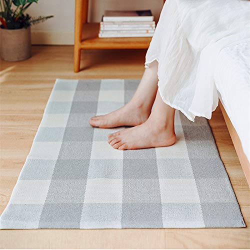 Ukeler Grey Buffalo Plaid Rugs 35.4'' x 23.6'', Durable and Washable Gray and White Rug for Porch/Entry Way/Front Door/Sink