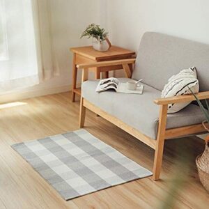 Ukeler Grey Buffalo Plaid Rugs 35.4'' x 23.6'', Durable and Washable Gray and White Rug for Porch/Entry Way/Front Door/Sink